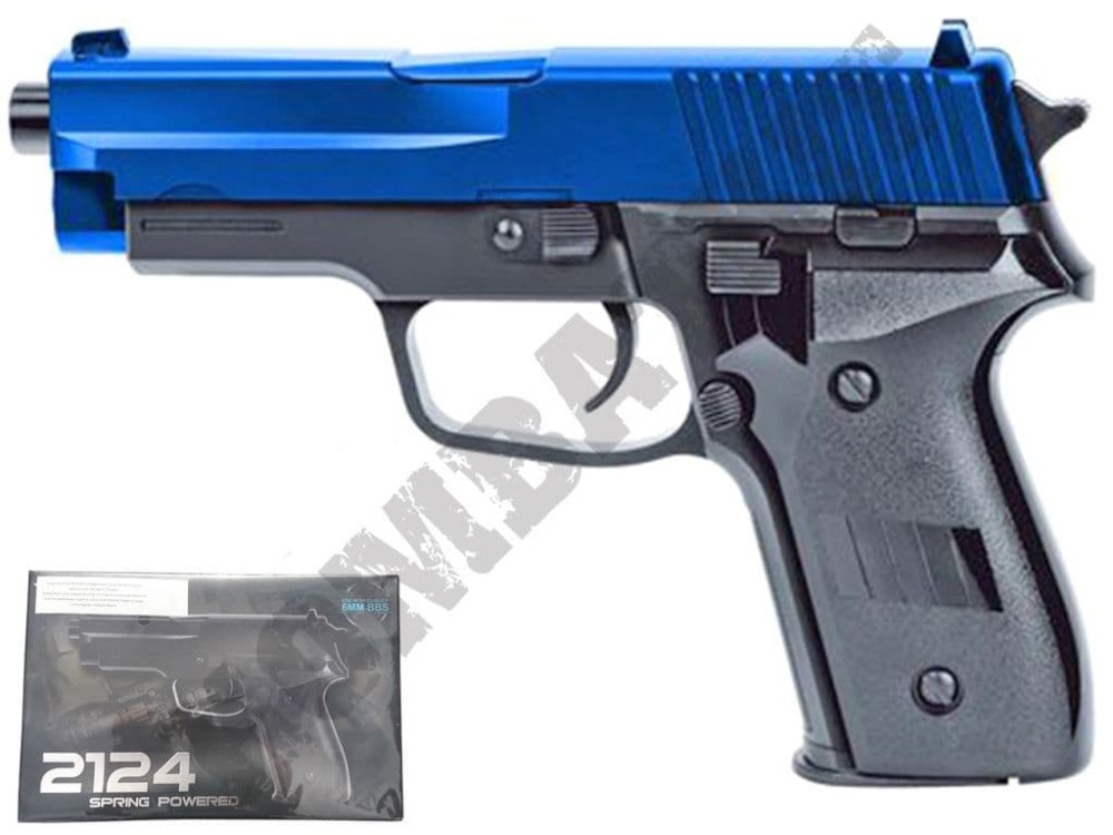 2124 BB Gun P228 Airsoft Spring Pistol Black 2 Tone | Kombatkit
